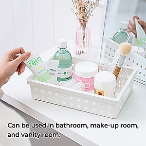 carrotez Small Plastic Storage Tray Basket, Small Items Storage Organizer for Vanity, Office, Bathroom, Bedroom, Dress Room, Kitchen, Drawers - White