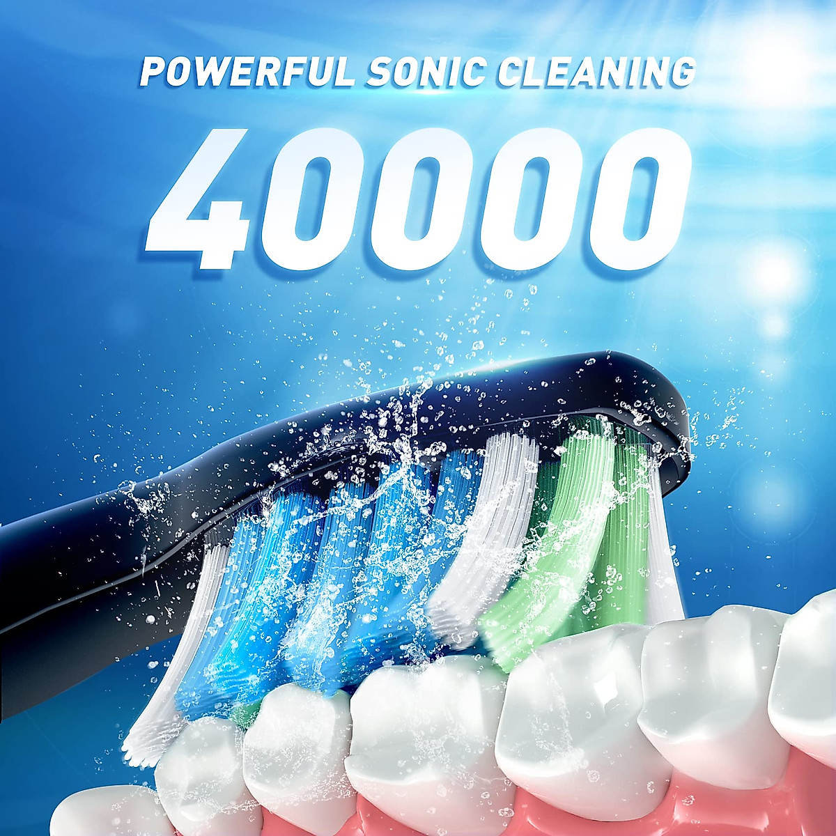 WHITEMPTER Sonic Electric Toothbrush for Adults, Rechargeable Sonic Toothbrush with 10 Brush Heads, Fast 2 Hr Charge Last 35 Days,Rechargeable Sonic Toothbrush with 40000VPM and 3 Modes (Black)