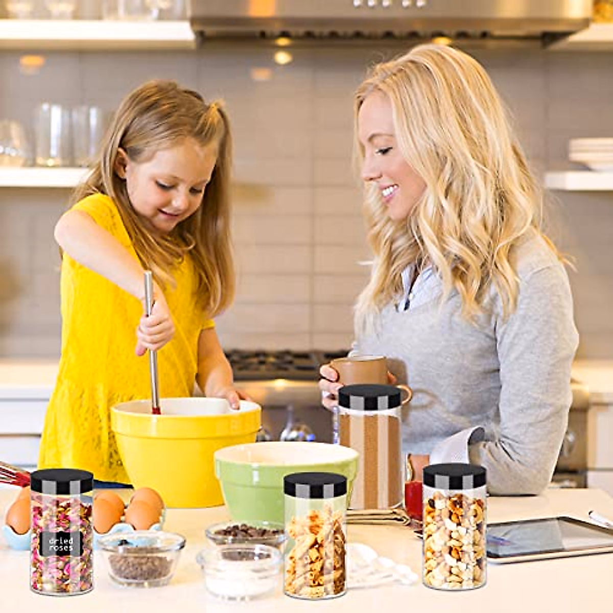 Plastic Jars with Lids 20Pcs 14 oz Clear Plastic Slime Storage Jars Containers with Airtight Leak Proof Black Plastic Screw On Lids Cylinder Clear Round Jars Easy Clean Food Grade Durable PET…