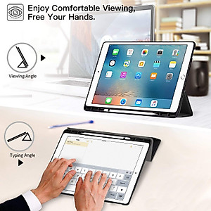 ZtotopCases for iPad Pro 12.9 Inch 2017/2015 (1st & 2nd Generation) with Pencil Holder, Lightweight Soft TPU Back Cover + Auto Sleep/Wake, Slim Tablet, Black