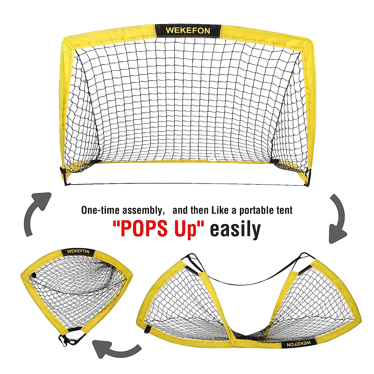 WEKEFON Soccer Goals, Set of 2 - Size 3.6'x2.7' Portable Foldable Pop Up Soccer Net for Backyard Training Goal for Kids and Youth Soccer Practice with Carry Bag