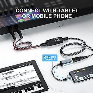 NUOSIYA USB to MIDI Cable 6.5Ft, USB MIDI Interface Adapter,MIDI to USB Cable Converter ​for Music Keyboard Piano to PC Mac Laptop Windows Android