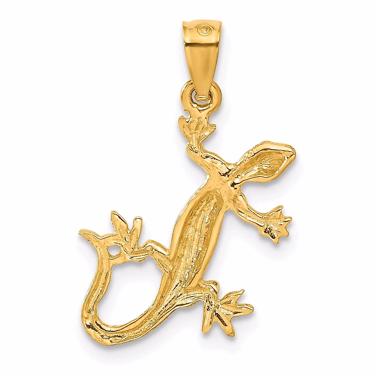 Bijou 14k Yellow Gold Solid Textured Diamond Cut Finish Lizard Charm Pendant