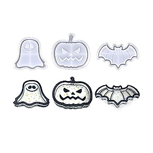 Xidmold 3pcs Halloween Tray Resin Molds, Pumpkin Bat Ghost Shaped Tray Storage Silicone Mold, Epoxy Resin Casting Molds for Jewelry Storage, Fruit Food Dish, Halloween Decor