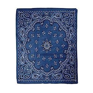 rouihot 60x80 Inches Flannel Throw Blanket Colorful Pattern Blue Paisley Bandana Border Scarf Black Classic Home Decorative Warm Cozy Soft Blanket for Couch Sofa Bed