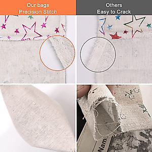 SumDirect Burlap Gift Bags with Drawstring - 20Pcs 5x7 Inch Small Christmas Burlap Bags，Color Star Linen Jewelry Pouches for Wedding Favors