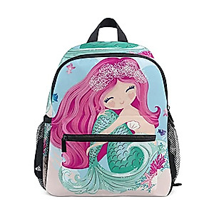 Aflyko Mermaid Kids Backpack for Daycare Bookbag for Kindergarten Daypack for Toddler Girls and Boys 10 x 4 x 12 Inch