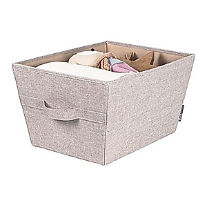 Bigso Tapered Storage Bin | Collapsible Fabric Storage Cubes for Organizing | Foldable Storage Bins for Shelves | Storage Baskets for Closets and Rooms with Handles | 13.4”x17.7”x9.8” | Large | Beige