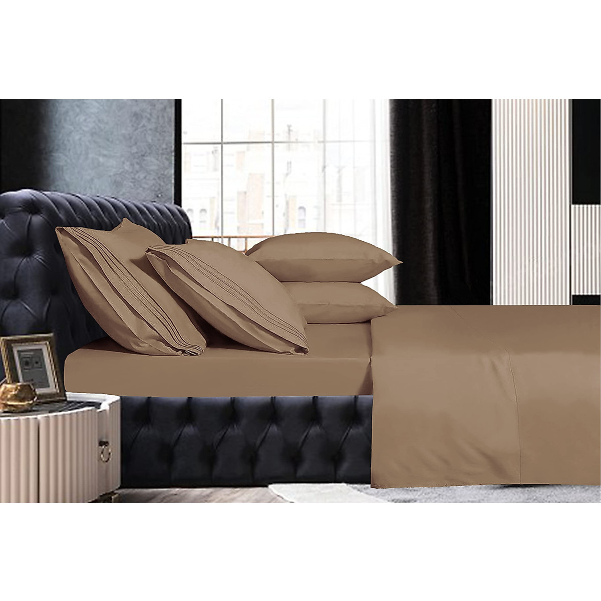 Mocassi Queen Sheet Set - Luxury Hotel 1800 Premier Bedding Sheets & Pillowcases - Ultra Soft Breathable & Cooling Bed Sheets - Deep Pocket - Wrinkle Resistant - 6 Piece Set - Queen, Taupe