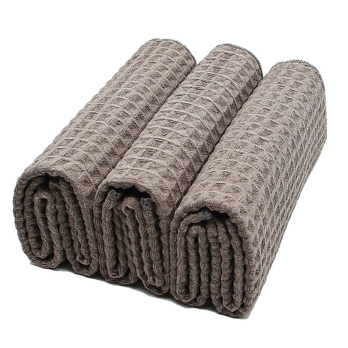 VeraSong Waffle Weave Kitchen Towels Thick Microfiber Dish Drying Towels Absorbent Tea Towels Hand Towel Lint Free 16Inch x 24Inch 3 Pack Gray