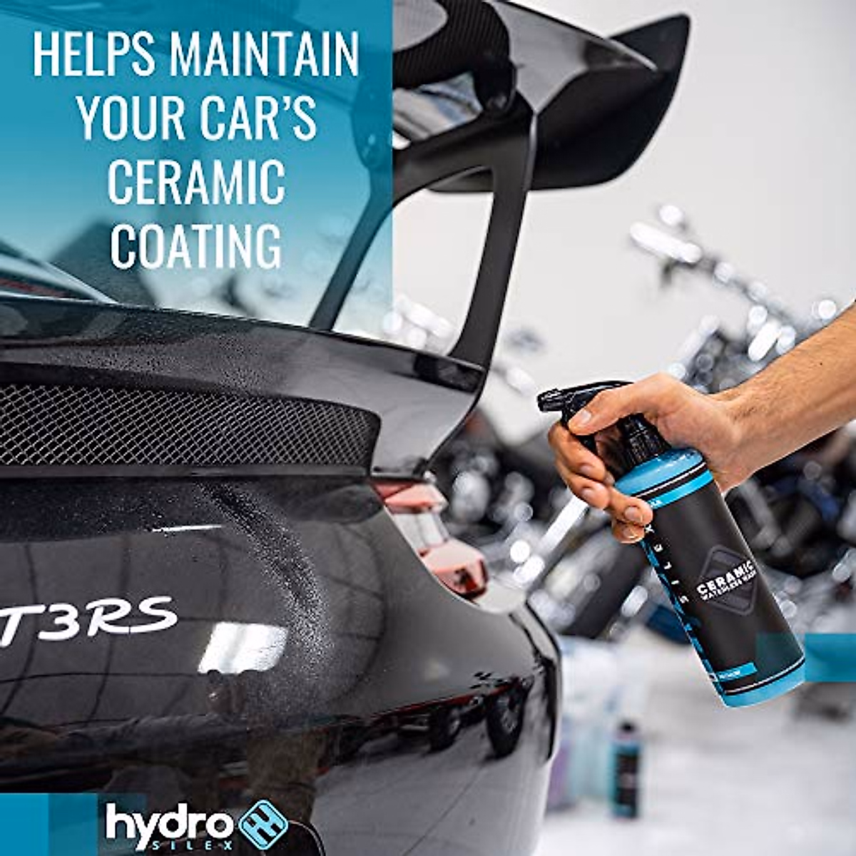 HydroSilex Ceramic Waterless Wash (16oz) | Waterless Car Wash Spray For Car Detailing | No Hose or Soap Needed | Ultra Slick Lubricating Formula | Anti Scratch Quick Detailer | Rinseless Wash