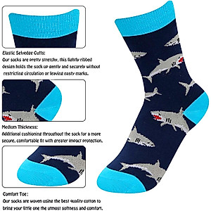 HAPPYPOP Crazy Kids Socks Fun Socks for Boys, Kids Boys Socks Childrens Socks Shark Gifts Shark Socks for Kids Boys 7-10 Years