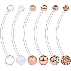 Ruifan 6PCS Mix Style Pregnancy Sport Maternity Flexible Bioplast Belly Navel Button Ring Retainer 14G 1 1/2Inch (38mm)