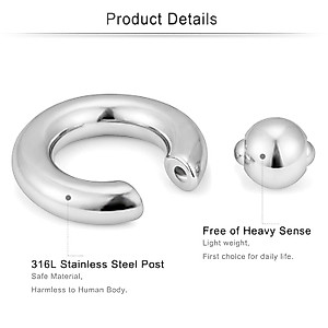 Cisyozi 8G Septum Rings Jewelry Large Ear Earrings Gauges Septum Stretcher kit 8gauge Surgical Stainless Steel Big Wide Septum Nose Earrings Gauges Tunnel Plug Hoop Stretch Piercing Jewelry Women Men