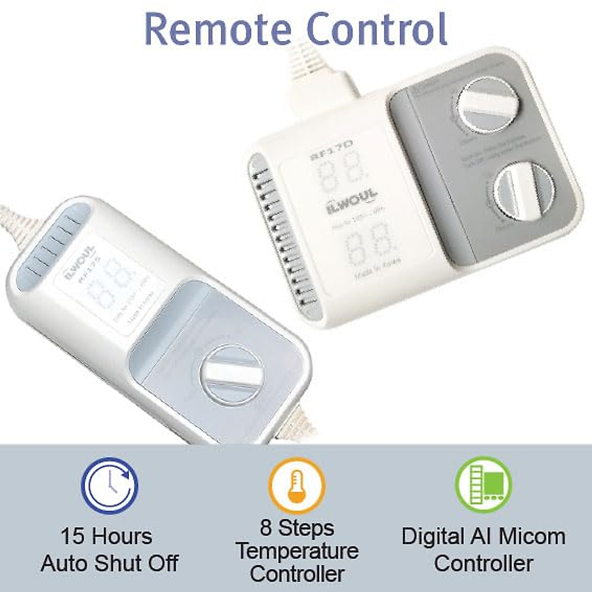 ILWOUL Heated Mattress Pad Large Washable Electric Heating Pad Mat Mattress. Auto 15 Hours Shut Off, Anti-Electrical Radiation, 100% Cotton Material, UL Listed (Double 55" x 70")