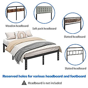 Woozuro King Bed Frame, 12 Inch Heavy Duty Metal Platform Bed Frame No Box Spring Needed, Reinforced Steel Slats Support Mattress Foundation, Easy Assembly, Noise Free, Black