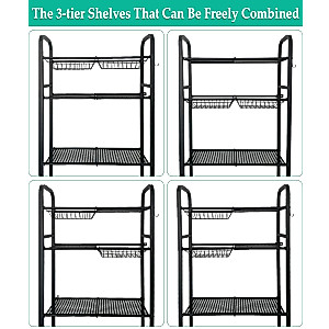 Khordin Over The Toilet Storage Shelf for Bathroom, 3-Tier Above Toilet Rack Bathroom Organizer with Adjustable Shelves and Hanging Hooks, Easy to Assemble & Space Saving, Black