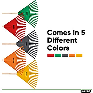 Superio Kids Rake with Hardwood Handle, Gardening and Lawn Care Tools for Kids, Sweep Leaves and Tidying Up The Garden, Plastic Tines and Heavy Duty Wooden Handle 34" (Kid Size, Green, 1-Pack)