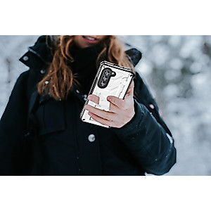 FONREST Rugged Case Armor for Samsung-Galaxy-Z-Fold-5 5G with Built-in [Kickstand] [S Pen Holder] [Screen Protector] [Hinge Protection], Heavy Duty Military Shockproof Protective Cover (White)