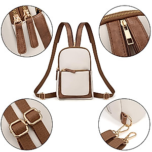 UTO Sling Bag for Women Crossbody Trendy Chest Belt Bag Convertible Backpack Purse with Wide Shoulder Zip Straps