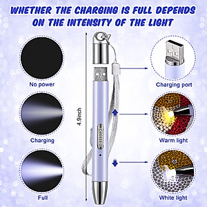 Chuangdi 2 Pieces Diamond Painting Pen with Light Drill Diamond Painting Accessories 12 Pen Heads, 2 Anti-Slip Mats, 2 Wax Organizer Cases for DIY Craft Supplies Tools(Purple, Pink)