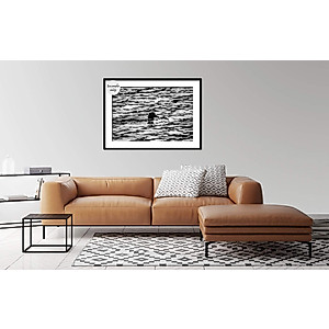 Swimming Loon on Water Bird Photography Unframed Black and White Print Nature Photo Silver Gray Wall Art Monochrome Home Decor