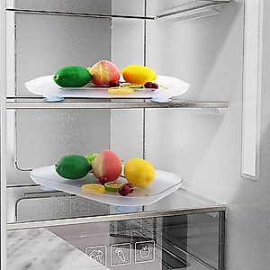 Fridge Lazy Susan Organizer, Fridge Organization, Clear Lazy Susan Turntable Rack with Fridge Hanging Mesh Bag and Suction Cup, Kitchen Cabinet Turntable Organizer
