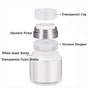 Airless Pump Jar Sets - 1oz 30ml Empty airless Pump Bottles with Cream Spatula - Cream Jar Vacuum Bottle Dispenser for Lotions and Creams - Travel Cosmetic Vacuum Containers Pack of 3