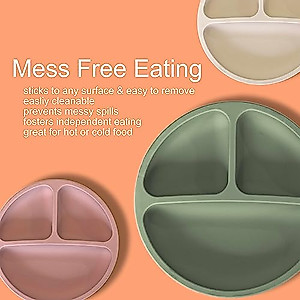 littlepanda Suction Plates for Toddlers and Babies 100% Silicone Divided Plates for Kids Baby Led Weaning Supplies Microwave & Dishwasher and Oven Safe Toddler Plates 3 Pack