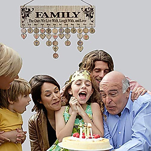 [Gifts for Mom Dad] Family Birthday Calendar Wall Hanging,Wooden Birthday Reminder Plaque Sign Family DIY Calendar Hanging Board Personalized Gifts for Mom