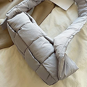 Weayouth Cotton Padded Cassette Tote Bag Puffer Crossbody Shoulder Woven Designer Purses Puffy Down Handbag For Women 2022 (Grey)