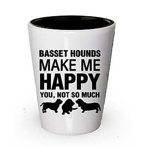 Basset Hounds Make Me Happy Shot Glass - Dog Lover Gift Idea
