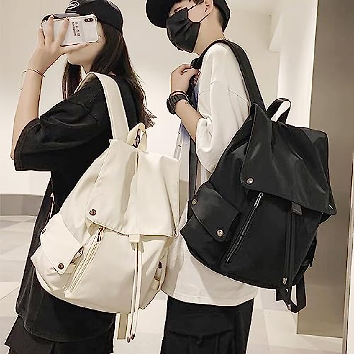 Black School Backpack for Women Men,Middle High School Bookbag Fashion School Backpack for Teens Girls Boys 15.6Inch Waterproof College Students Backpack Lightweight Small Casual Laptop Backpacks