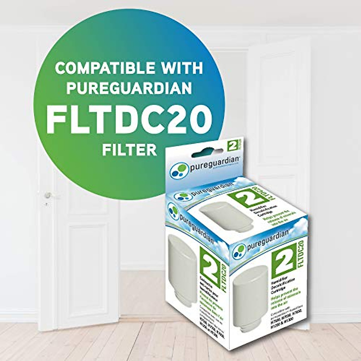 PureGuardian H1175WCA Ultrasonic Cool Mist Humidifier, 90 Hrs. Run Time, 1.5 Gal. Tank Capacity, 390 Sq. Ft. Coverage, Medium Rooms, Quiet, Filter Free, Silver Clean Treated Tank, Essential Oil Tray