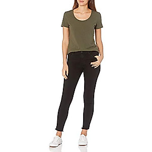 Amazon Essentials Women's Classic-Fit Short-Sleeve Scoop Neck T-Shirt (Available in Plus Size), Pack of 2, Dark Olive/Black, XX-Large