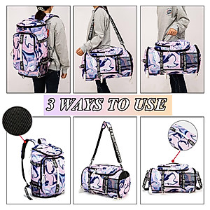 Gym Duffle Bag Backpack with Shoe Compartment,4 ways Travel Backpack for Women and Men,Multi-Functional Weekender bag with Waterproof Layer&Laptop Compartment for Fitness, Travel,Camping(Purple)