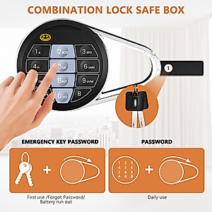 1.2 Cuft Fire Proof Safe Boxes for Home, Digital Home Security Safe Box with Fireproof Money Bag, Combio Keypad and Spare Keys, Personal Safe Fireproof Lock Box for Home Medicine Valuable Document