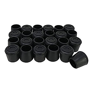 Shepherd Hardware 8746E Leg Tips 1-1/4-Inch Inside Diameter Rubber Chair Leg Caps, 24 Pack, Black