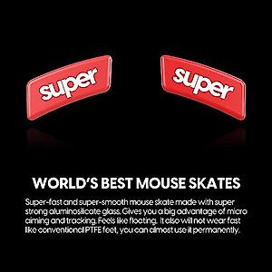 Superglide2 - New Controllable Speed Textured Surface Smoothest Mouse Feet/Glides Made with Ultra Strong Glass Smooth and Durable Sole for Razer Viper Ultimate [Red]