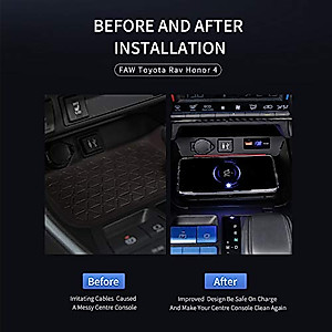 CLEC Car Wireless Charger Mount fit for RAV4 2019 2020 Toyota,QC 3.0 Fast Charging Stations Compatible with iPhone,Samsung,Qi WPC Qi 3.0 Wireless Charging,2 USB Port 36W Wireless Charger Pad