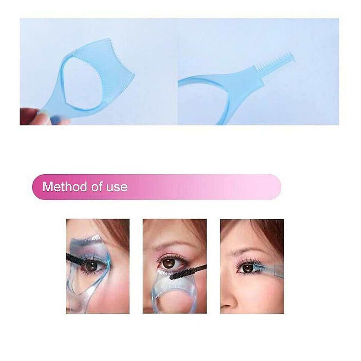 2pcs Eyelash Makeup Tool Upper Lower Eye Lash Mascara Guard Applicator Guide Helper with Eyelash Comb(Random Color)