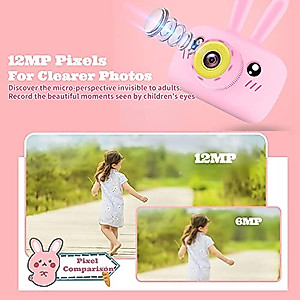 Portable Children Digital Camera Pink Kid Camera 12MP 32G 2.0-Inch HD Color Screen Toy for Child Gift