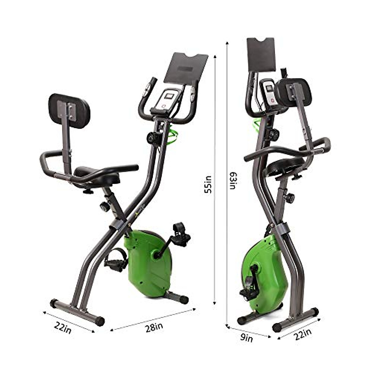 ShareVgo Bluetooth Smart Folding Semi Recumbent Magnetic Upright Exercise Bike with free APP for Indoor Bike Workout Log and Track, Backrest, Pulse Sensors and Tablet Holder - SXB1000