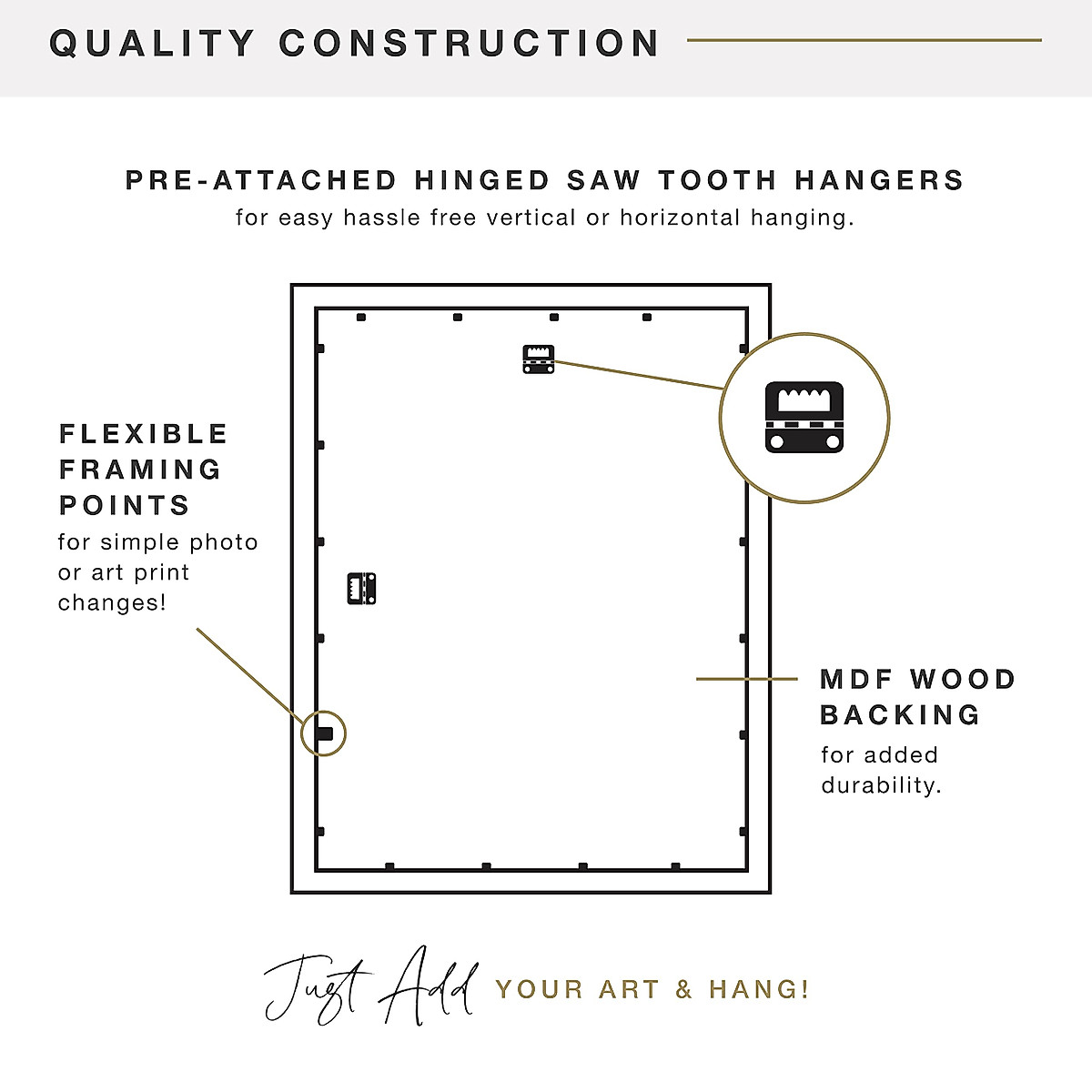 MCS Trendsetter 16x20 Poster Frame Black High-Gloss, Vertical & Horizontal Wall Hanging Large Picture Frame for Photos, Posters & Art Prints (1-Pack)