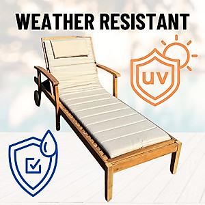 OBENBERG Outdoor Beige Patio Chaise Lounge Cushion - 72 x 21 Inch, Comfortable & Durable Pool Chair Cushions with Water Resistant Fabric - Perfect for Lawn, Patio Furniture, & Outside Poolside