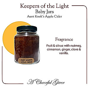 A Cheerful Giver - Aunt Kook's Apple Cider Baby Scented Glass Jar Candle (6oz) with Lid & True to Life Fragrance Made in USA