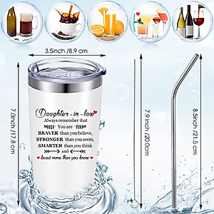 Daughter in Law gift from Mother in Law, Always Remember You are Braver Than You Believe, Inspirational Birthday, Christmas, wedding Gift Ideas for Daughter in Law, 20 oz Tumbler Mug with Gift Box