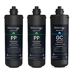 Waterdrop TSA 3-Stage Replacement Water Filter, Replacement for Waterdrop TSA & TSB & TSB-CM 3-stage Under Sink Water Filtration System, 2PP+GC