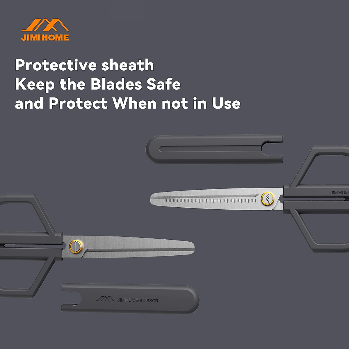 JIMIHOME Household Tool Essential Safety Craft Scissors Left Right Handed Tension Adjustable Protective Sheath Precision Light Duty Home Office Ground Blades Anti-slipping Resist Rusting