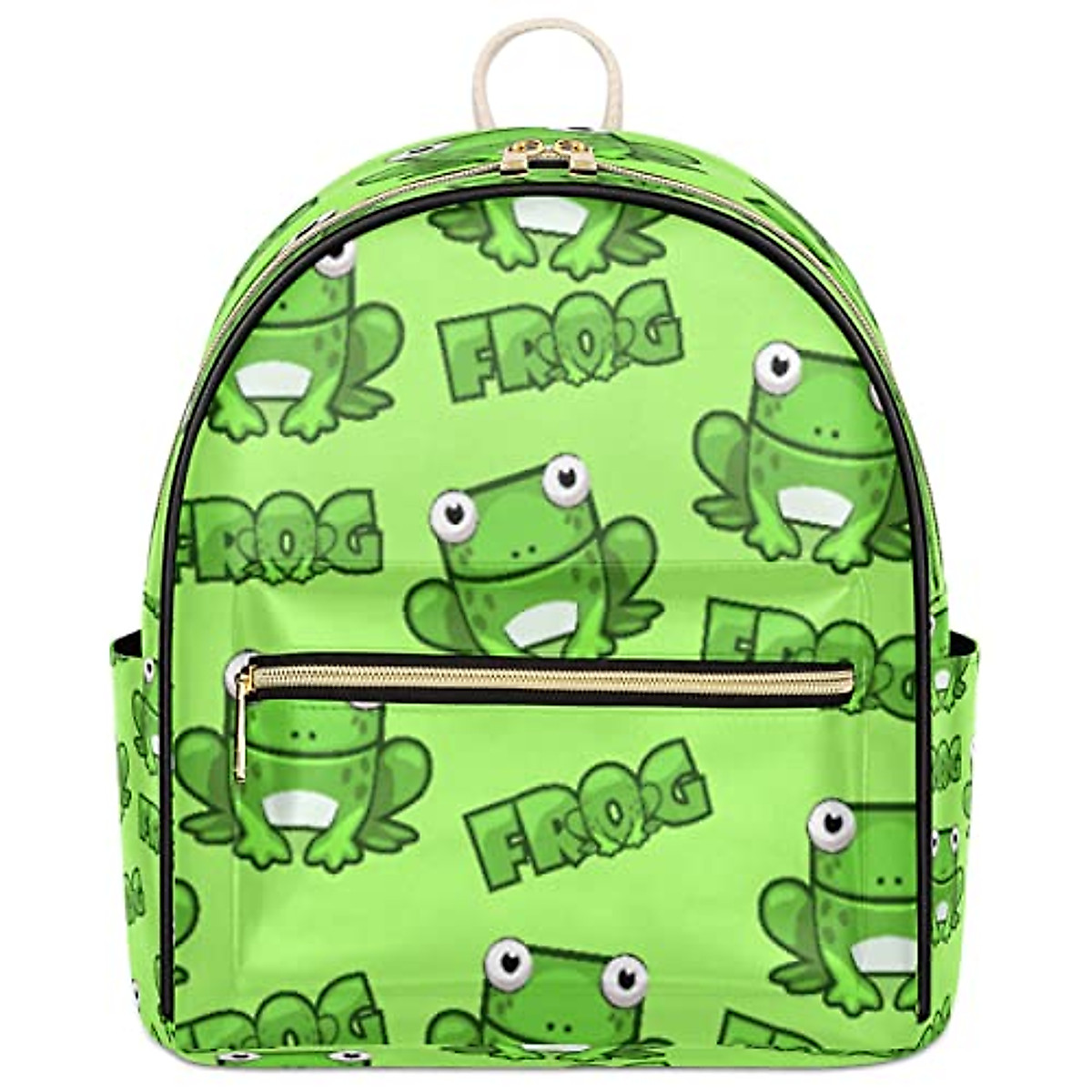 Green Frog Mini Backpack Purse for Women, Cartoon Frog Leather Small Backpack Casual Travel Daypacks Shoulder Bag for Girls Teen